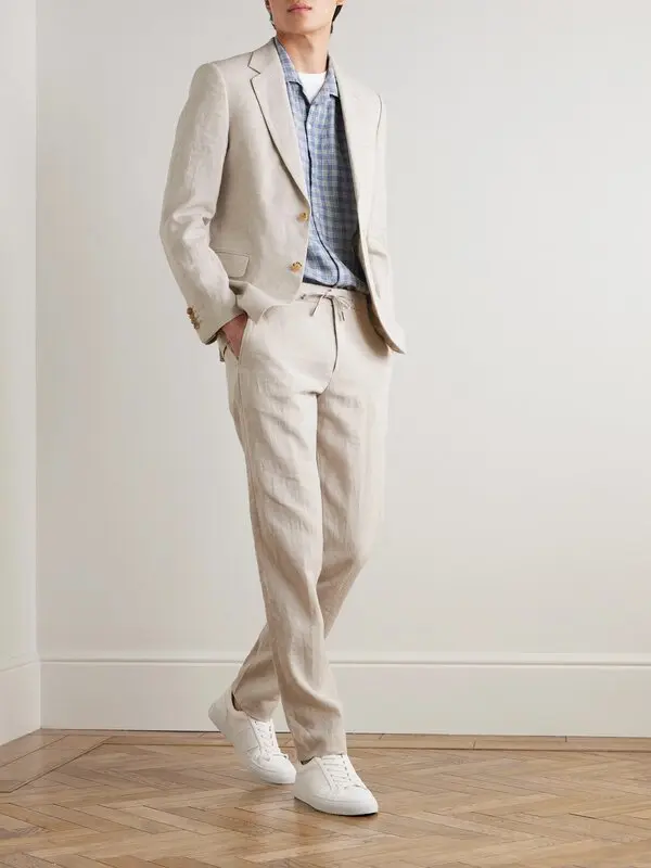 Mr P. James Straight-leg Linen Trousers - Neutrals