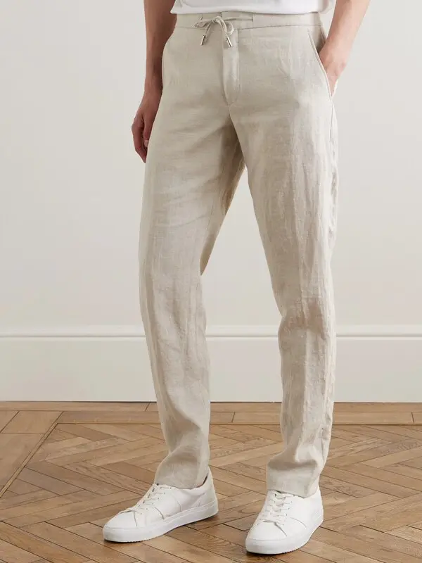 Mr P. James Straight-leg Linen Trousers - Neutrals