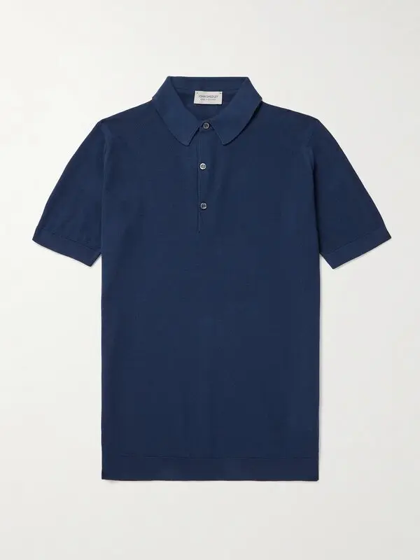 John Smedley Roth Slim-fit Sea Island Cotton-piqué Polo Shirt - Blue