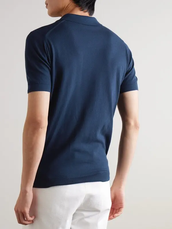 John Smedley Roth Slim-fit Sea Island Cotton-piqué Polo Shirt - Blue