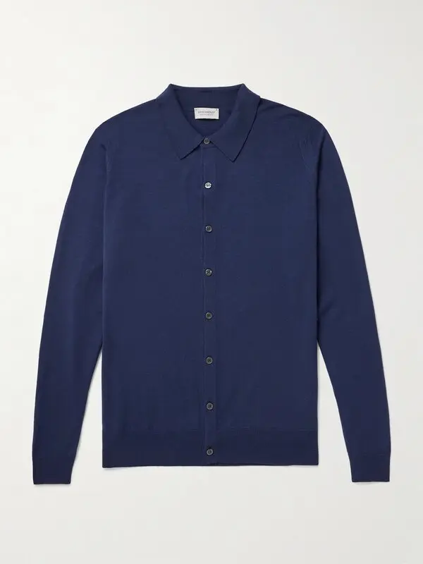 John Smedley Tibor Merino Wool Cardigan - Blue