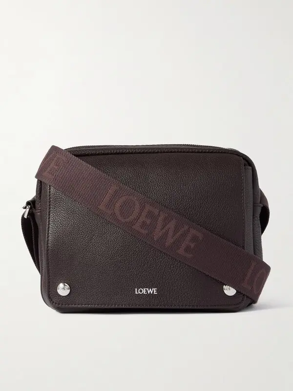 Loewe Pebble Xs Full-grain Leather Messenger Bag - Burgundy
