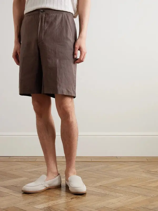 Loro Piana Straight-leg Linen Shorts - Brown