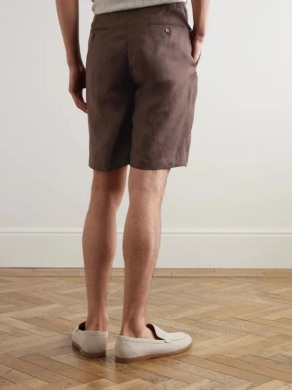 Loro Piana Straight-leg Linen Shorts - Brown