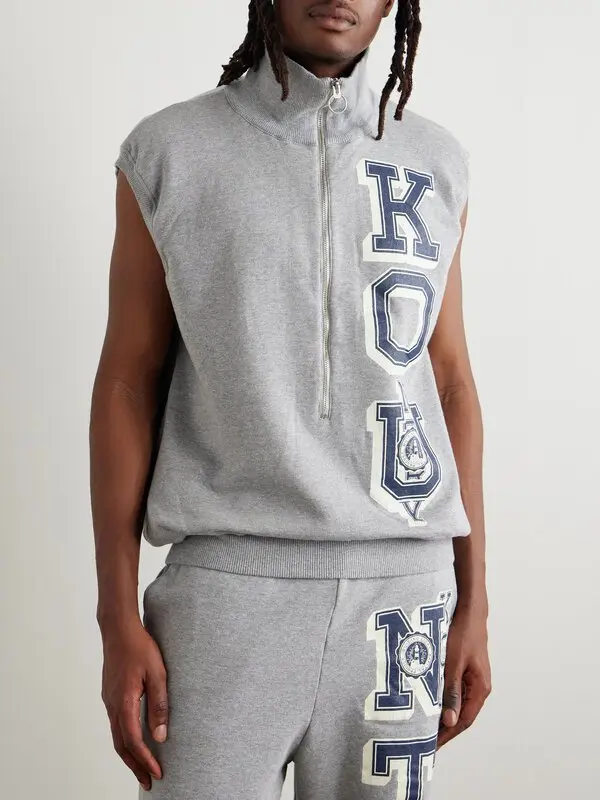 Kapital Printed Cotton-jersey Half-zip Gilet