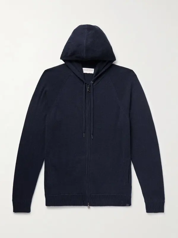 Derek Rose Finley Cashmere Zip-up Hoodie - Blue