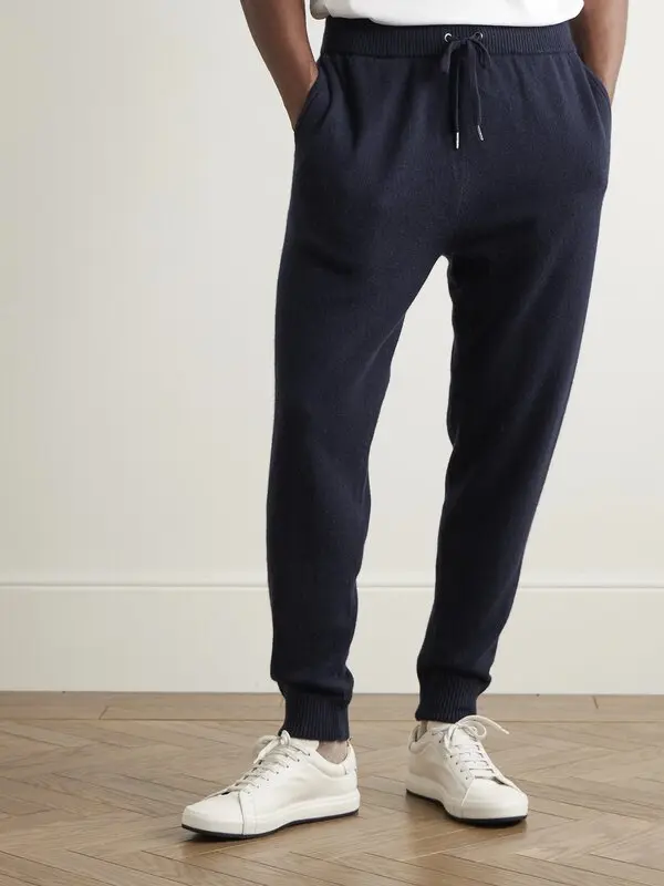 Derek Rose Finley Tapered Cashmere Sweatpants - Blue