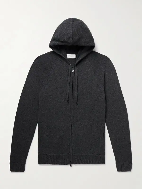 Derek Rose Finley Cashmere Zip-up Hoodie - Black
