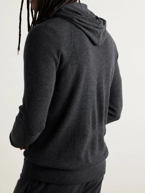 Derek Rose Finley Cashmere Zip-up Hoodie - Black
