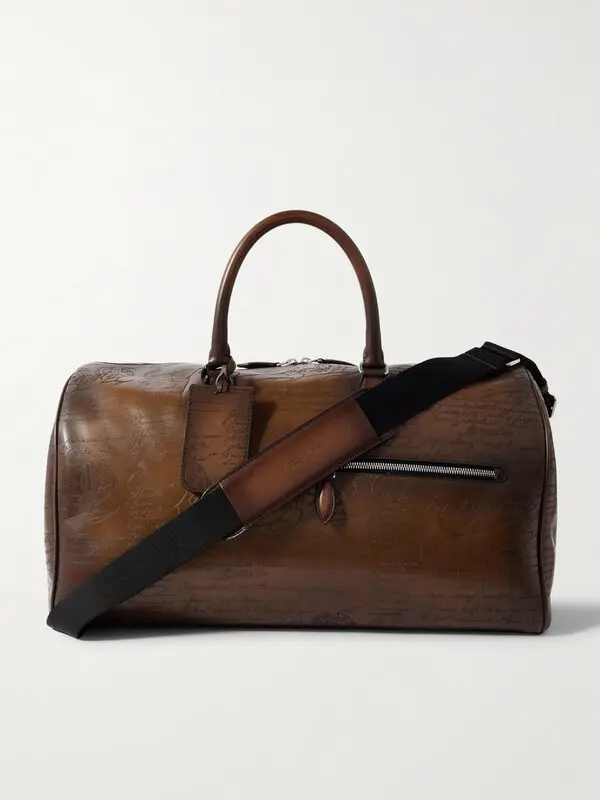 Berluti Jour Off Scritto Venezia Leather Weekend Bag - Brown