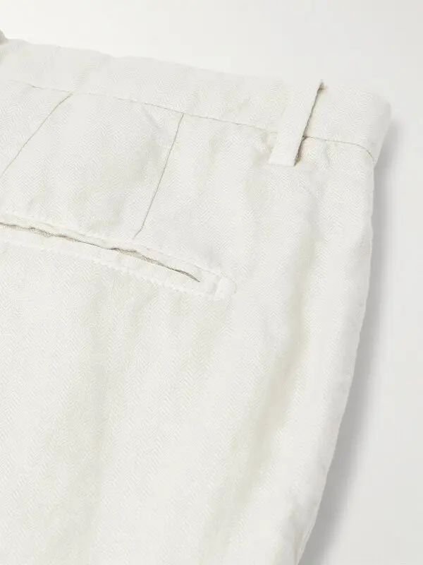 Boglioli Slim-fit Pleated Herringbone Linen Trousers