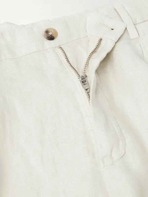 Boglioli Slim-fit Pleated Herringbone Linen Trousers