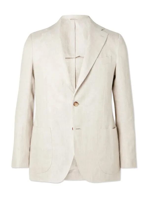 DE PETRILLO Linen Suit Jacket - Neutrals