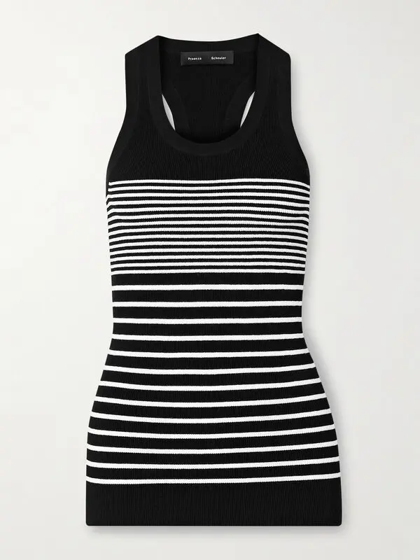 Proenza Schouler Roberts Striped Stretch-knit Tank - Black