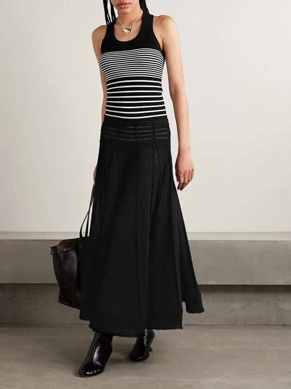Proenza Schouler Roberts Striped Stretch-knit Tank - Black