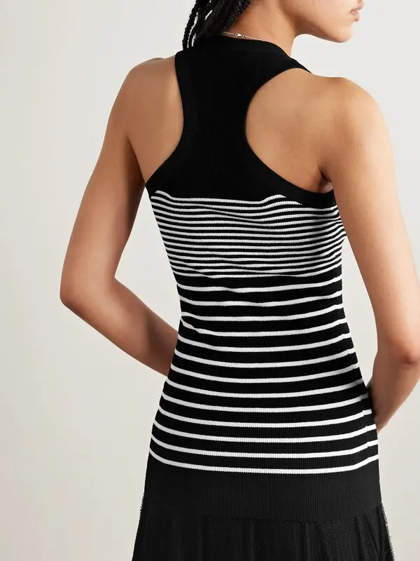 Proenza Schouler Roberts Striped Stretch-knit Tank - Black