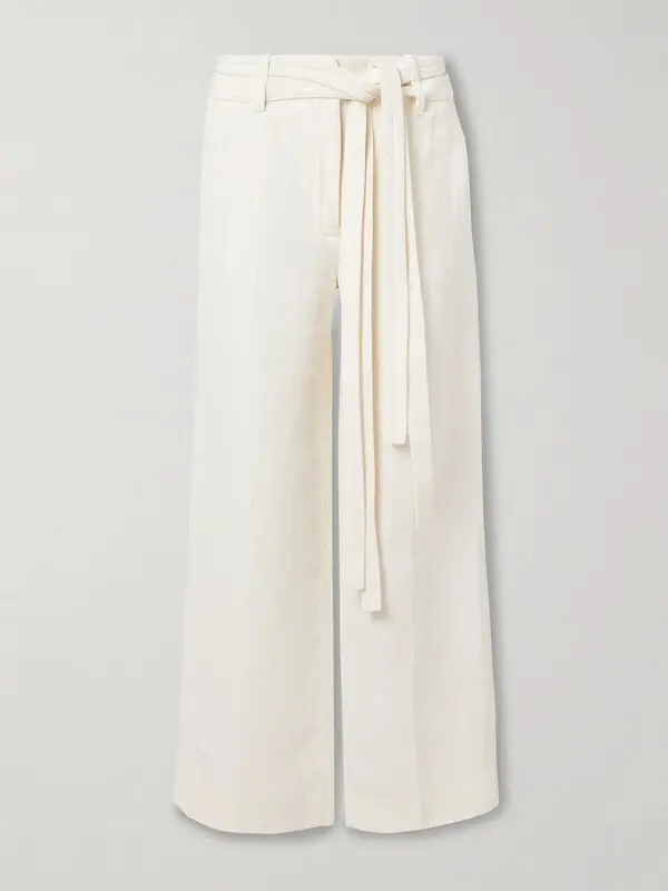 Proenza Schouler Maggi Belted Cloqué Wide-leg Pants - Ecru