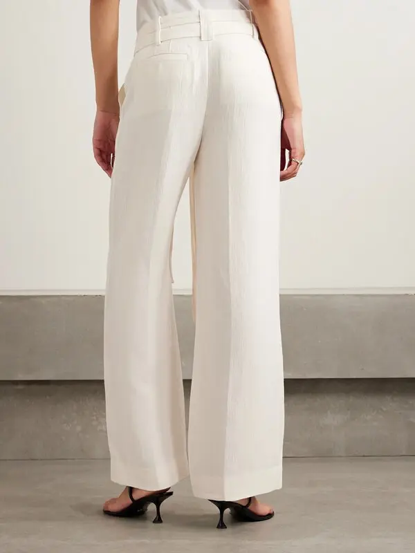Proenza Schouler Maggi Belted Cloqué Wide-leg Pants - Ecru