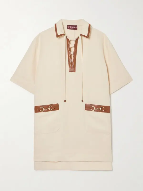 Gucci Horsebit-Embellished Linen Mini Dress - Cream | Editorialist