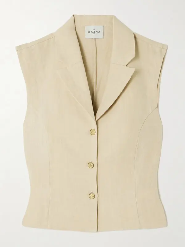 Le Kasha Sawadah Linen Vest - Neutrals
