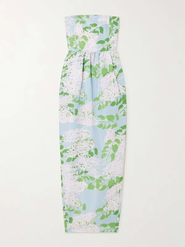 Bernadette Lena Floral-print Taffeta Gown - Green