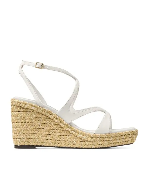 JIMMY CHOO Ayla 85 Leather Wedge Sandals