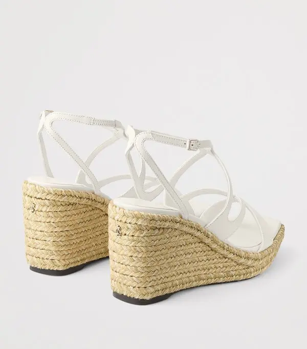 JIMMY CHOO Ayla 85 Leather Wedge Sandals
