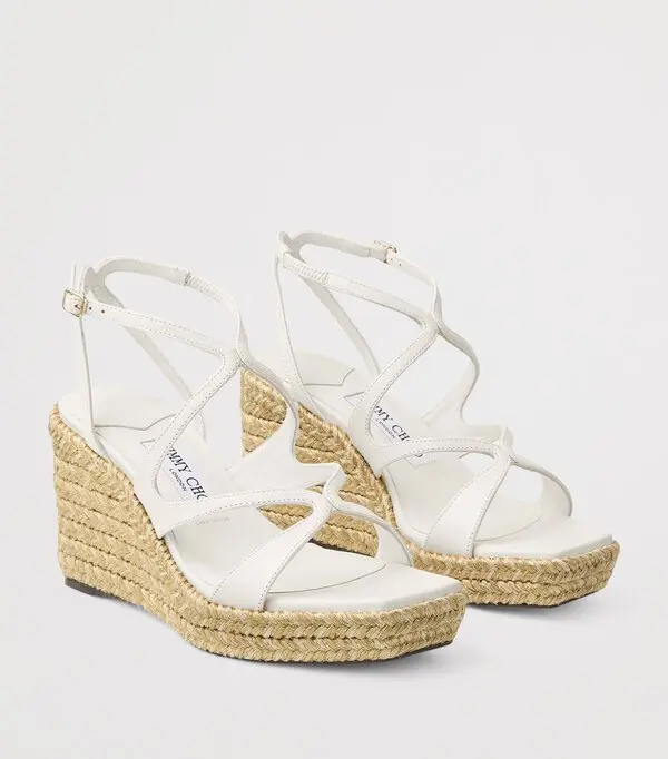 JIMMY CHOO Ayla 85 Leather Wedge Sandals