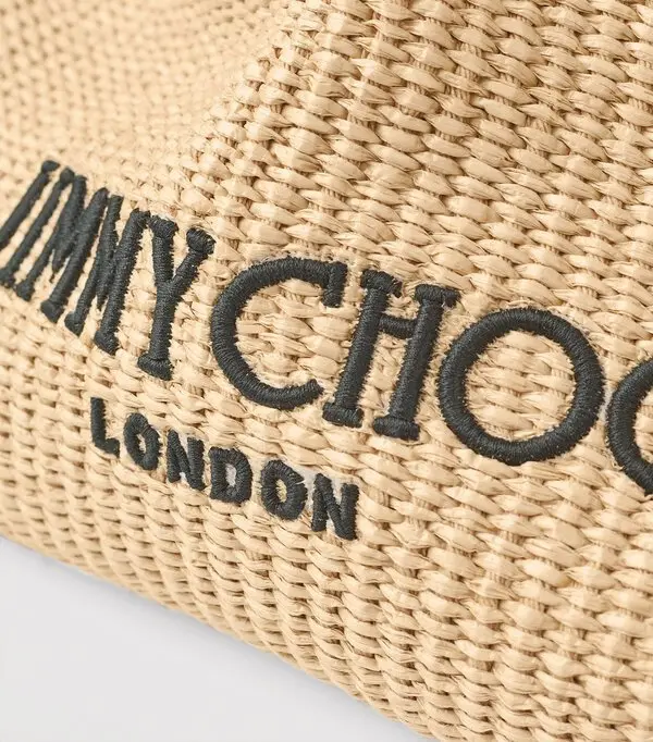 JIMMY CHOO Large Raffia Drawstring Tote Bag - Beige