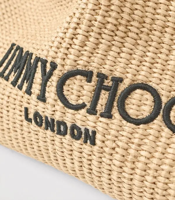 JIMMY CHOO Large Raffia Drawstring Tote Bag - Beige