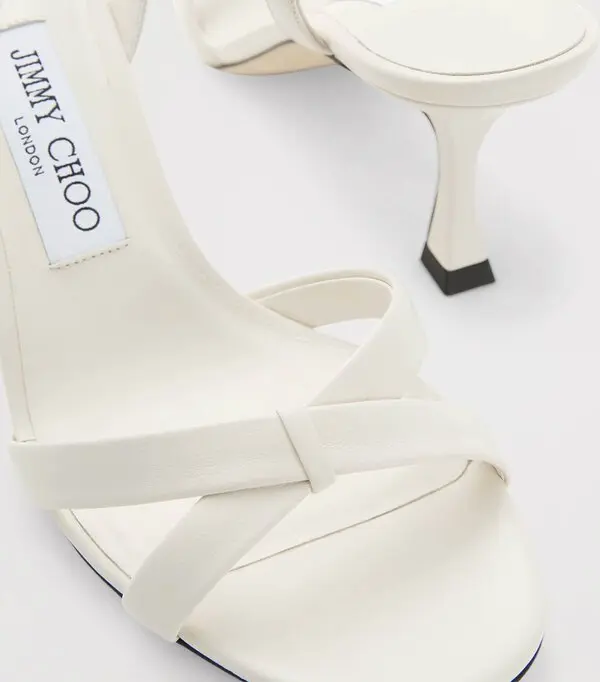 JIMMY CHOO Elsy 70 Leather Heeled Sandals - White