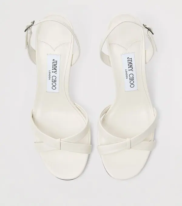 JIMMY CHOO Elsy 70 Leather Heeled Sandals - White