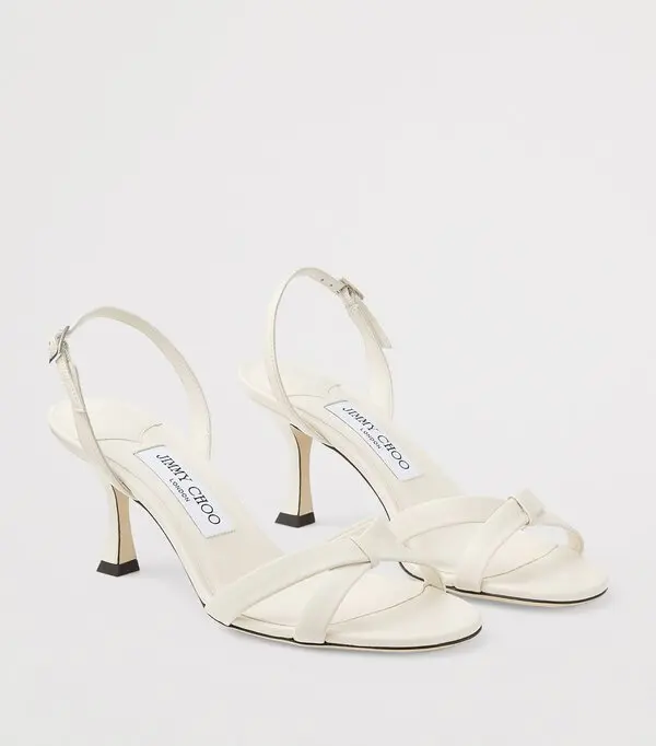 JIMMY CHOO Elsy 70 Leather Heeled Sandals - White