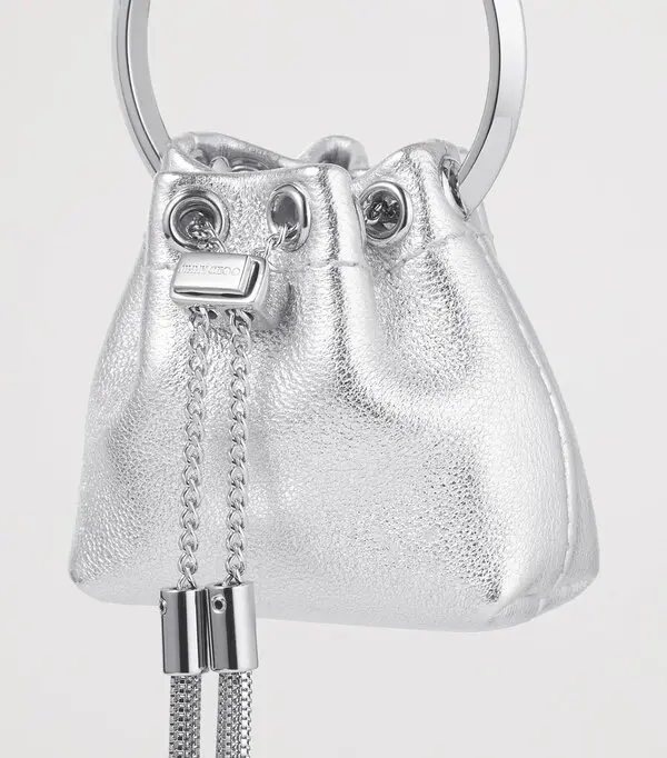 JIMMY CHOO Leather Bon Bon Bag Charm - Silver