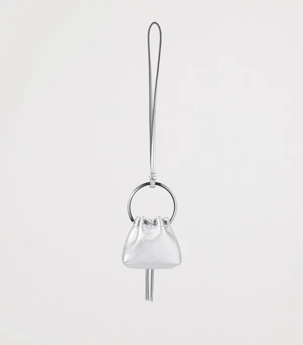 JIMMY CHOO Leather Bon Bon Bag Charm - Silver
