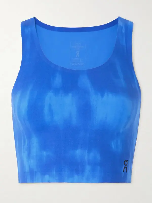 On Malibu Cropped Cutout Tie-dyed Tank - Blue