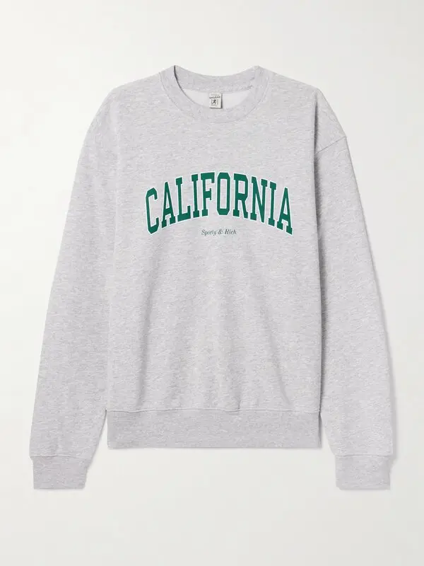 SPORTY & RICH Printed Cotton-blend Jersey Sweatshirt