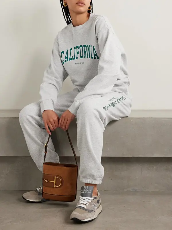 SPORTY & RICH Printed Cotton-blend Jersey Sweatshirt