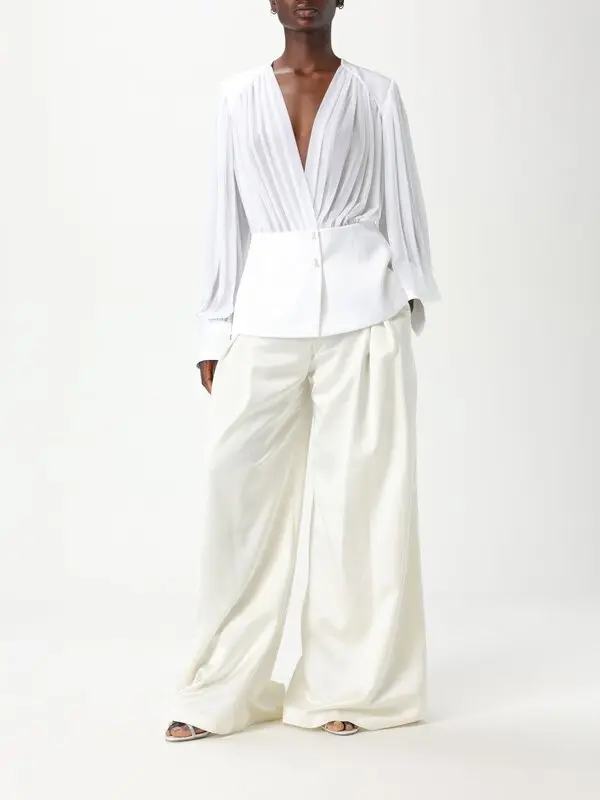GENNY Wide Leg Tailored Trousers - White