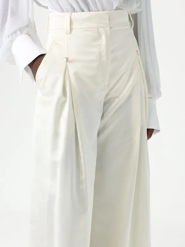 GENNY Wide Leg Tailored Trousers - White