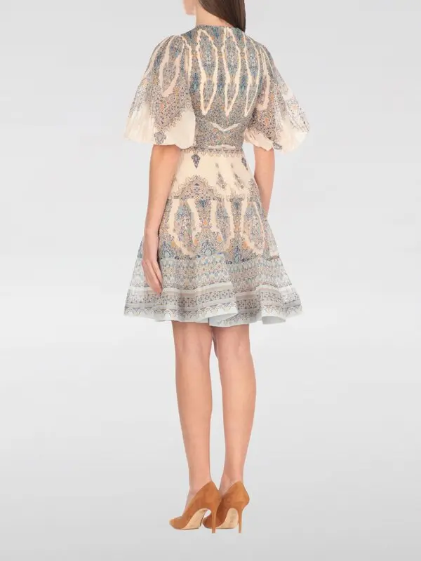 zimmermann grey dress ZIMMERMANN Daylight Twist Midi Dress | Cream/Black main image 1