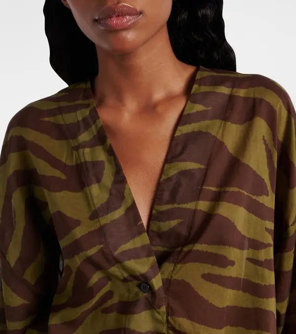 Attico Zebra-print Cotton Muslin Minidress - Brown