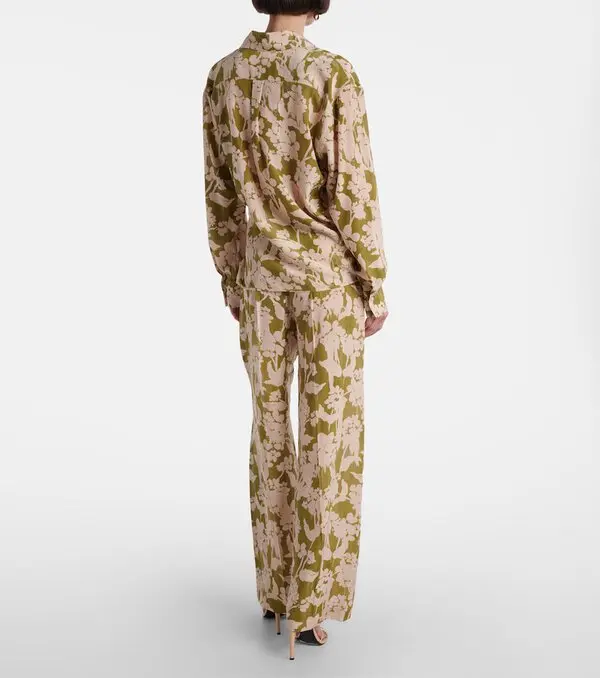 Victoria Beckham Printed Gathered Silk Blouse