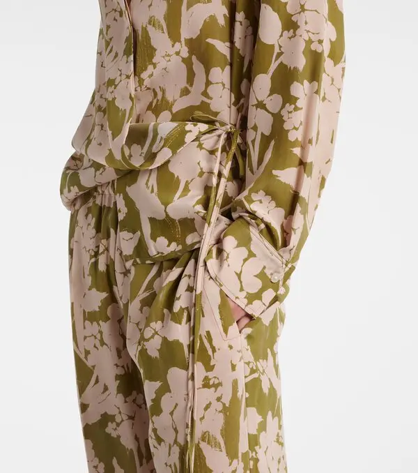 Victoria Beckham Printed Gathered Silk Blouse