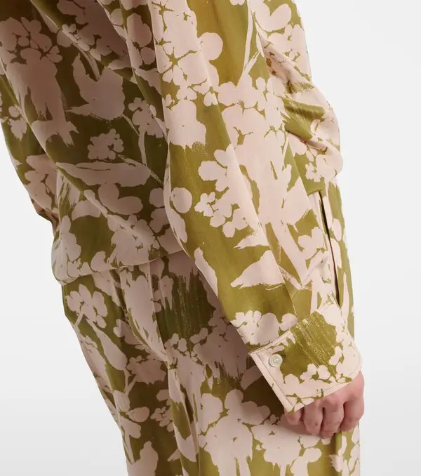 Victoria Beckham Printed Gathered Silk Blouse