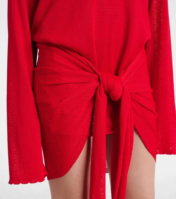 Attico Gathered Open-knit Minidress - Red