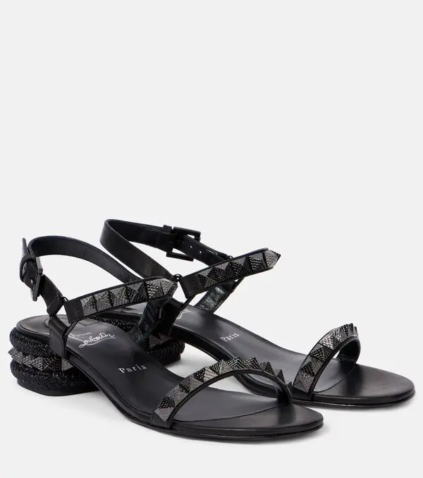 CHRISTIAN LOUBOUTIN Pyrasand 30 Leather Sandals - Black