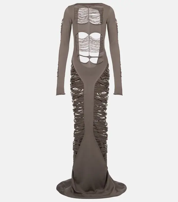 Rick Owens Distressed Wool Maxi Dress
