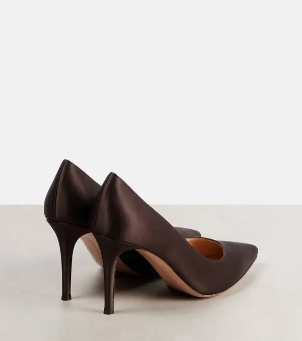 GIANVITO ROSSI 85 Satin Pumps - Brown