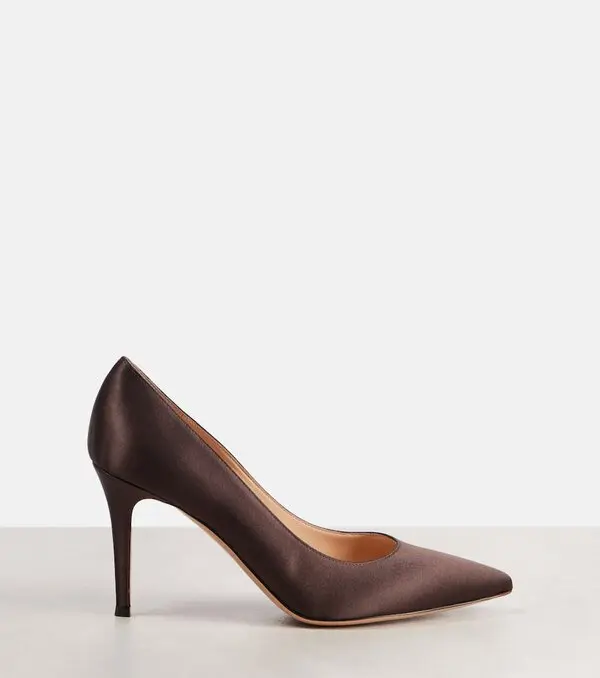 GIANVITO ROSSI 85 Satin Pumps - Brown